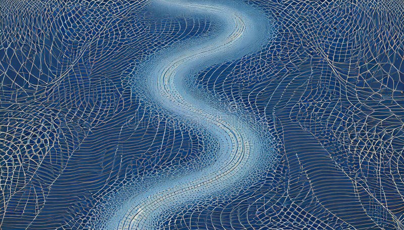 The Image Showcases a Wave-like Pathway Leading through a Grid of Blue ...