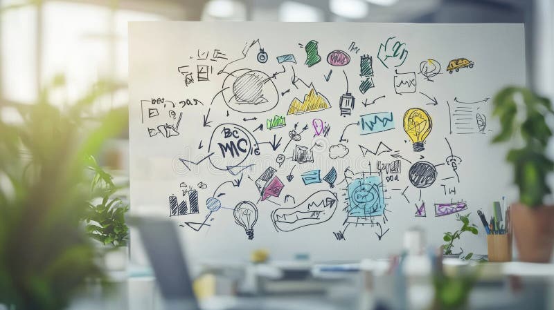 Creative Business Model Canvas Illustration Featuring Diverse People on ...