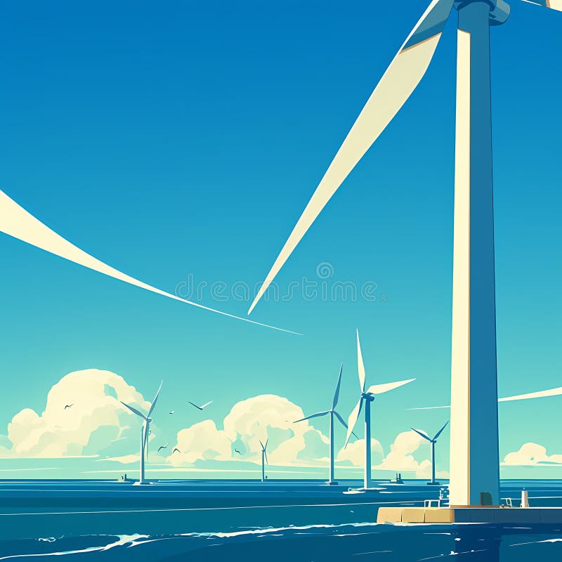 Harnessing Wind Power stock illustration. Illustration of renewable ...