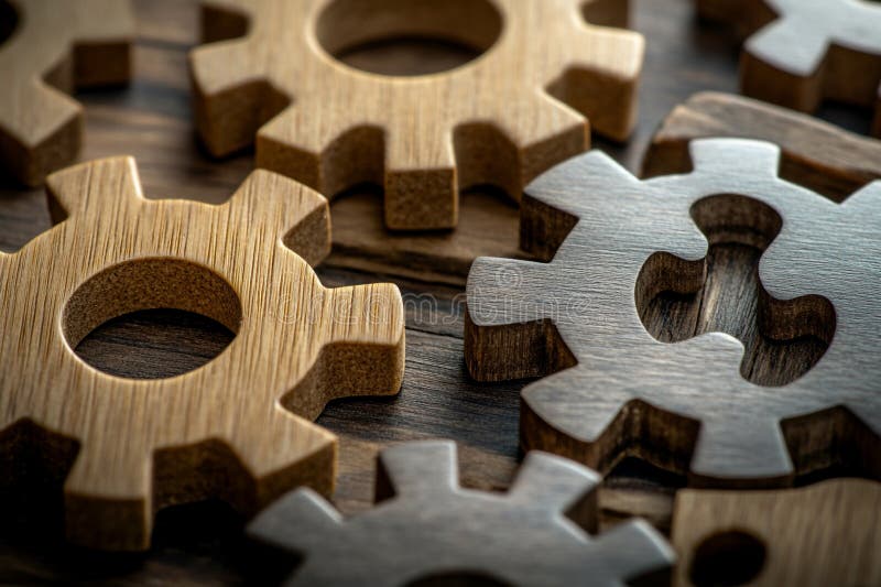 Intricate Wooden Gears Interlocking Teamwork Precision Stock ...