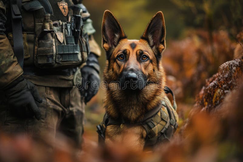 A Loyal Canine Companion Serves Alongside Its Handler. this Image ...