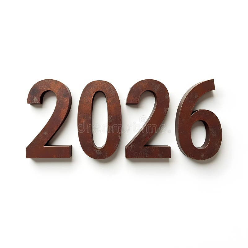 2026 Rusty Metallic Numbers on White Background Stock Illustration ...