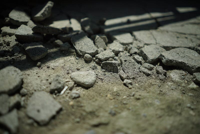 Broken Concrete Surface with Rubble Stock Photo - Image of highlights ...