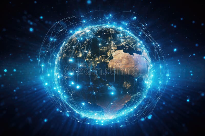 An Image Showcasing the Earth Encircled by Intricate Patterns of Lines ...