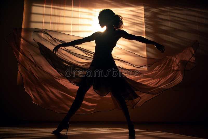 Silhouette of Dancer in Motion Scene Art Stock Photo - Image of ...