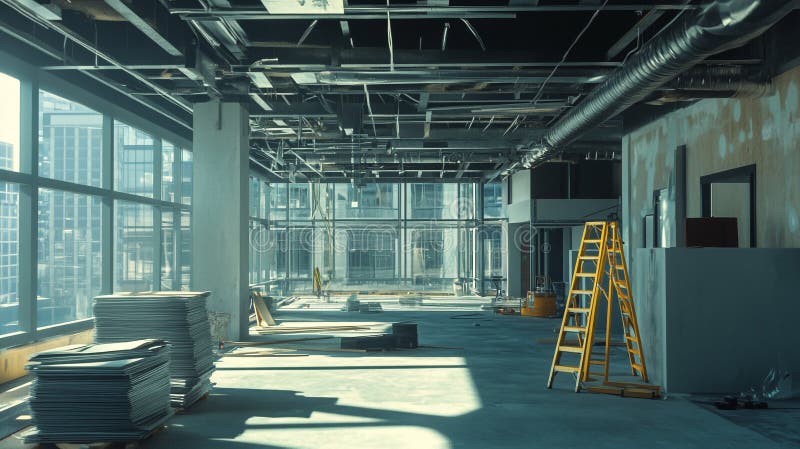 Modern Office Building Under Construction Renovation Progress Interior ...