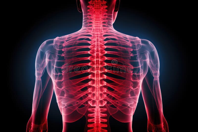An Image Showing the Back of a Man with a Highlighted Skeleton ...