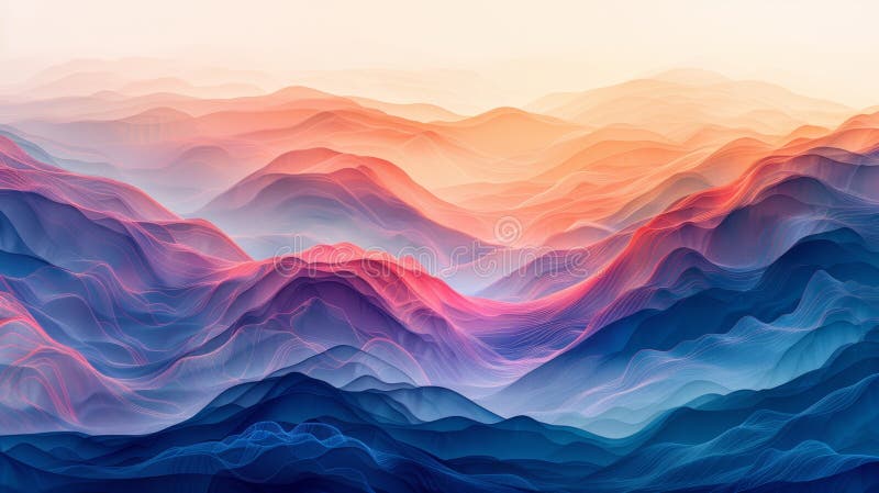 The Image is Showing Colorful Mountain Range in Soft Pastel Colors with ...