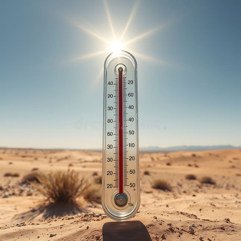 An Image Showing the Extreme Temperature of a Thermometer in a Desert ...