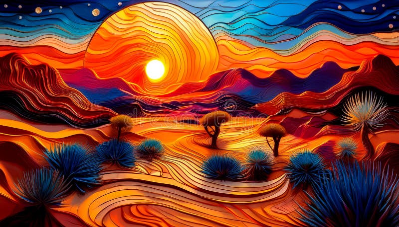 An Image Showing a Landscape Done with a Design in the Style of ...