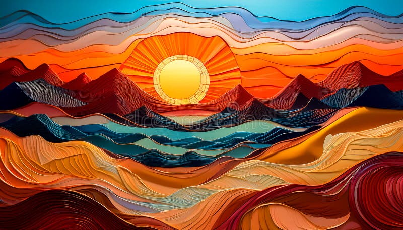 An Image Showing a Landscape Done with a Design in the Style of ...