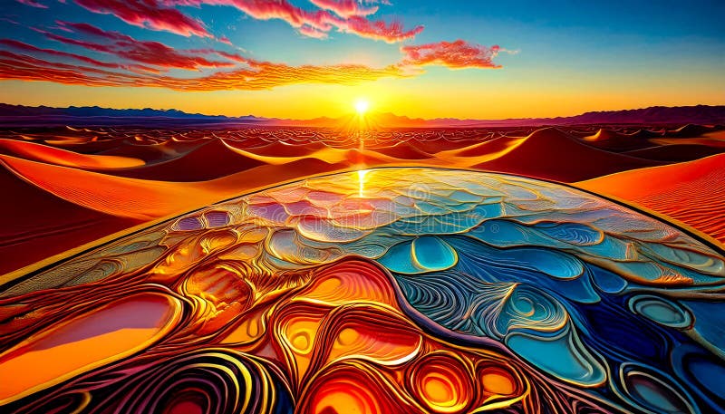 An Image Showing a Landscape Done with a Design in the Style of ...