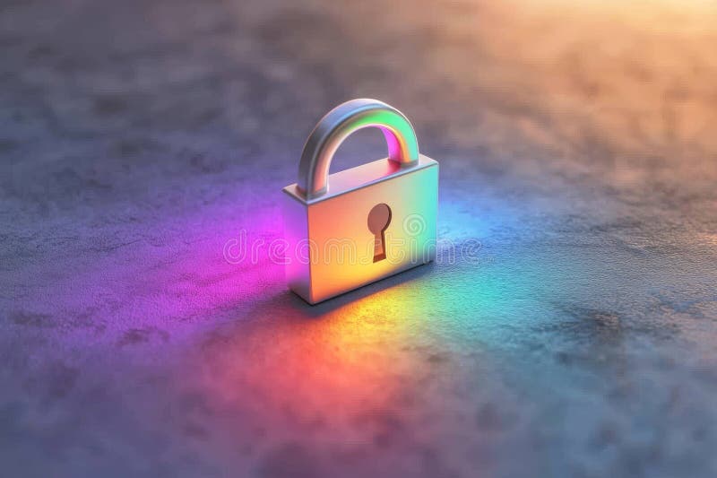 An Image Showing a Lock Symbol Combined with a Blue and Pink Code on a ...