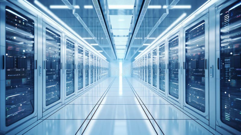 Rows of Servers in a Data Center. Generative AI. Stock Image - Image of computing, hardware ...