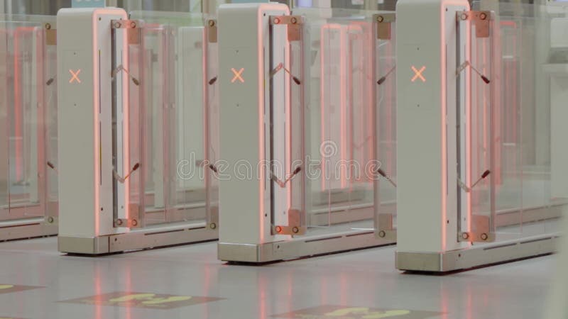 Modern Security Gateway at a Facility with Illuminated Barriers Stock ...