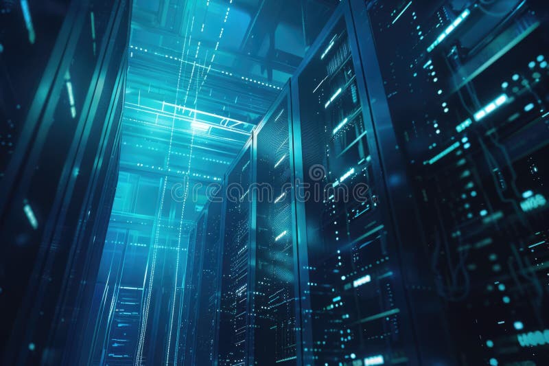 An Image Showing a Server Room Filled with Multiple Servers. Suitable ...