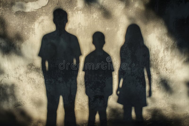 Shadows of Children Cast on the Wall of a Building. Stock Illustration ...
