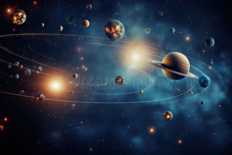 Image Showing The Solar System And Various Space Objects By Generative Ai Stock Illustration