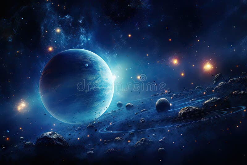 Image Showing The Solar System And Various Space Objects By Generative Ai Stock Illustration