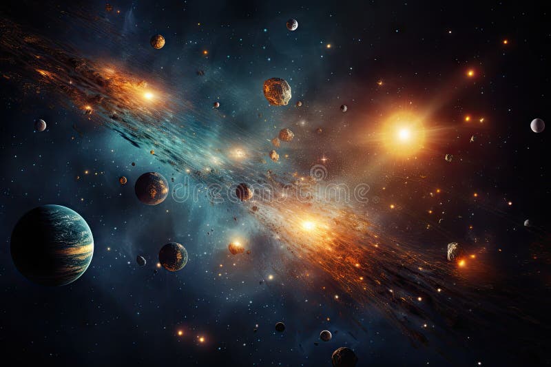 Image Showing The Solar System And Various Space Objects By Generative Ai Stock Illustration
