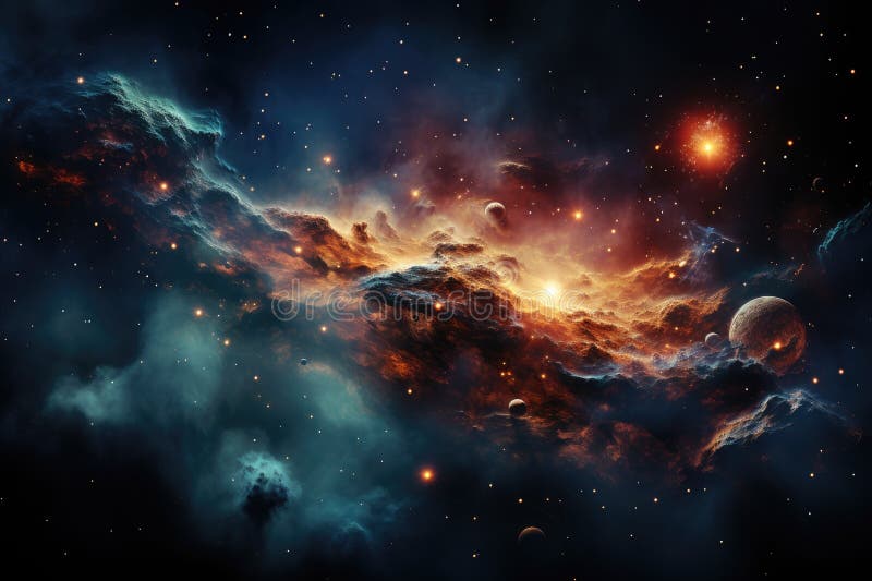 Image Showing The Solar System And Various Space Objects By Generative Ai Stock Illustration