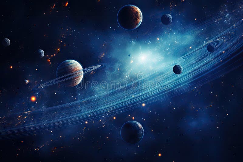 Image Showing The Solar System And Various Space Objects By Generative Ai Stock Illustration