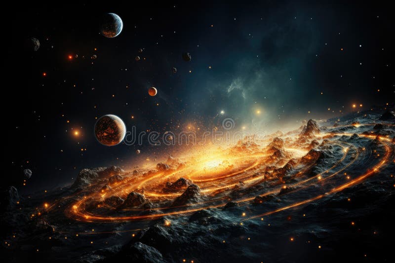 Image Showing the Solar System and Various Space Objects.by Generative ...