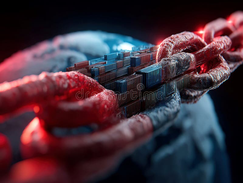 Image Shows an Abstract Digital Landscape, Featuring Interconnected ...