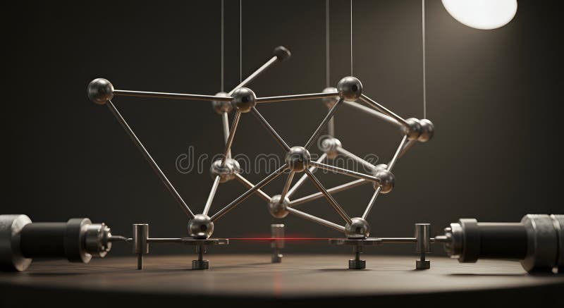 Abstract Metal Sphere and Rod Structure with Laser Beam, Ai Generated ...