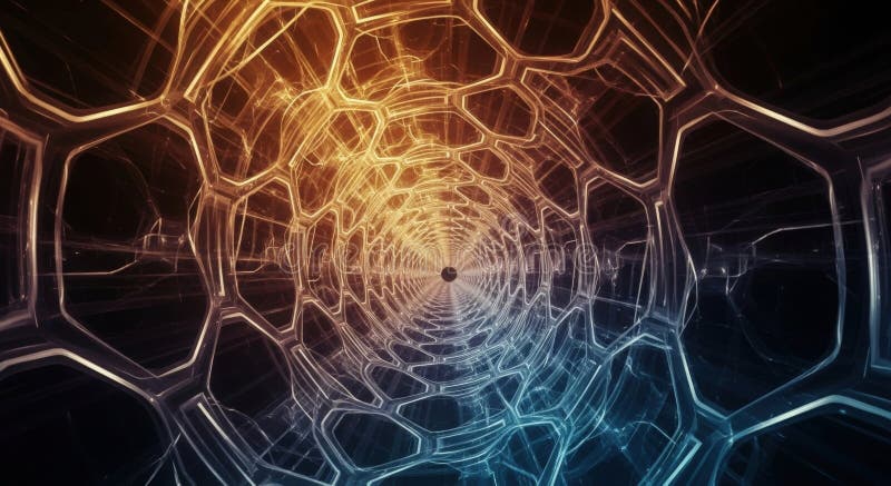 Abstract Hexagonal Tunnel with Gradient Lighting Stock Illustration ...