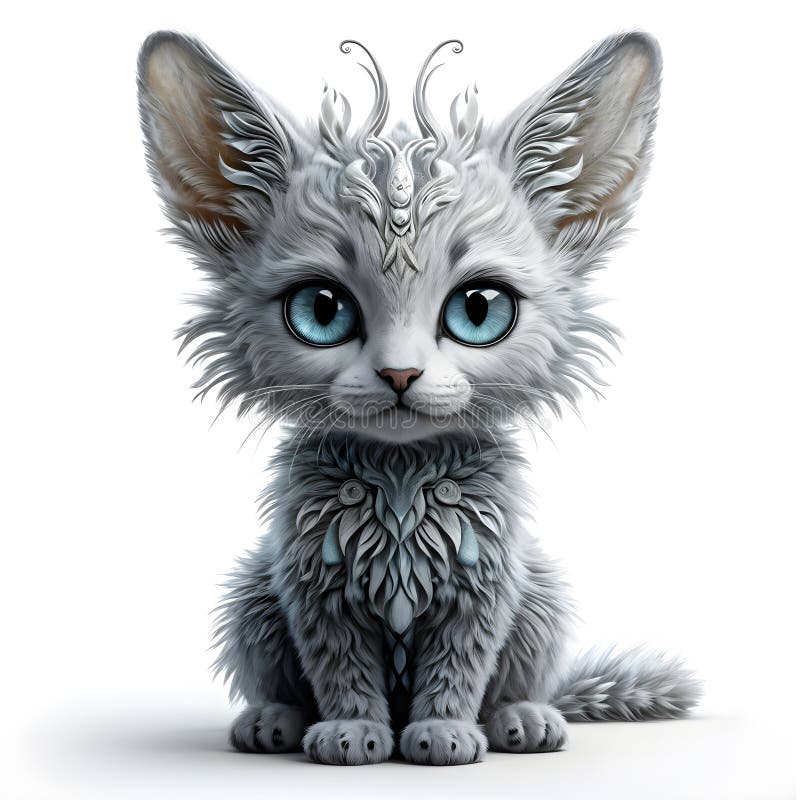 A Fabulous Mythical Character in the Form of a Gray Cat with Blue Eyes ...