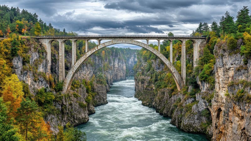 Arch Bridge Spanning Deep Gorge: a Breathtaking Vista of Nature S ...