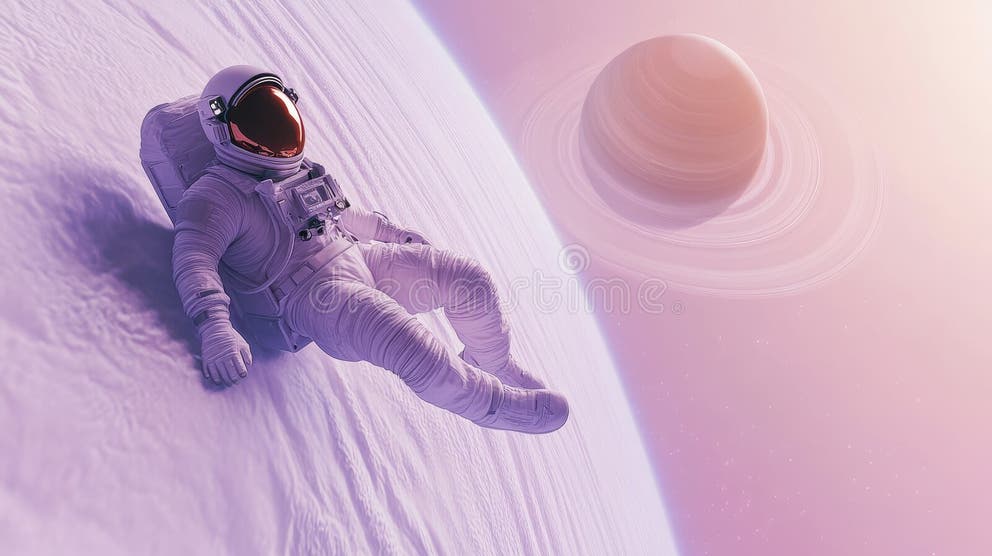 The Image Shows an Astronaut in Outer Space Against the Backdrop of a ...