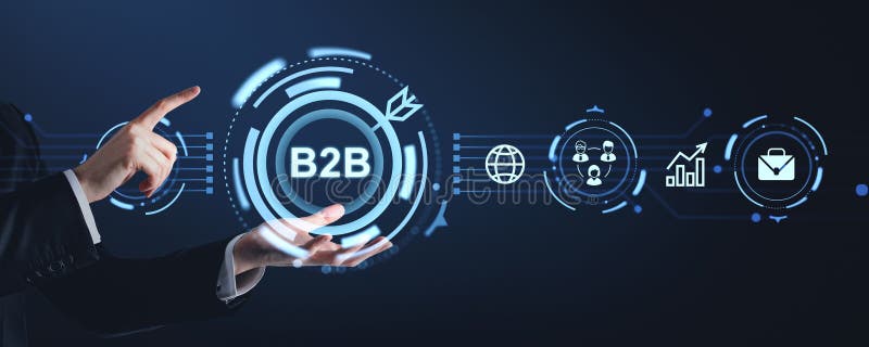 The Image Shows a B2B Concept with Icons and Digital Graphics ...