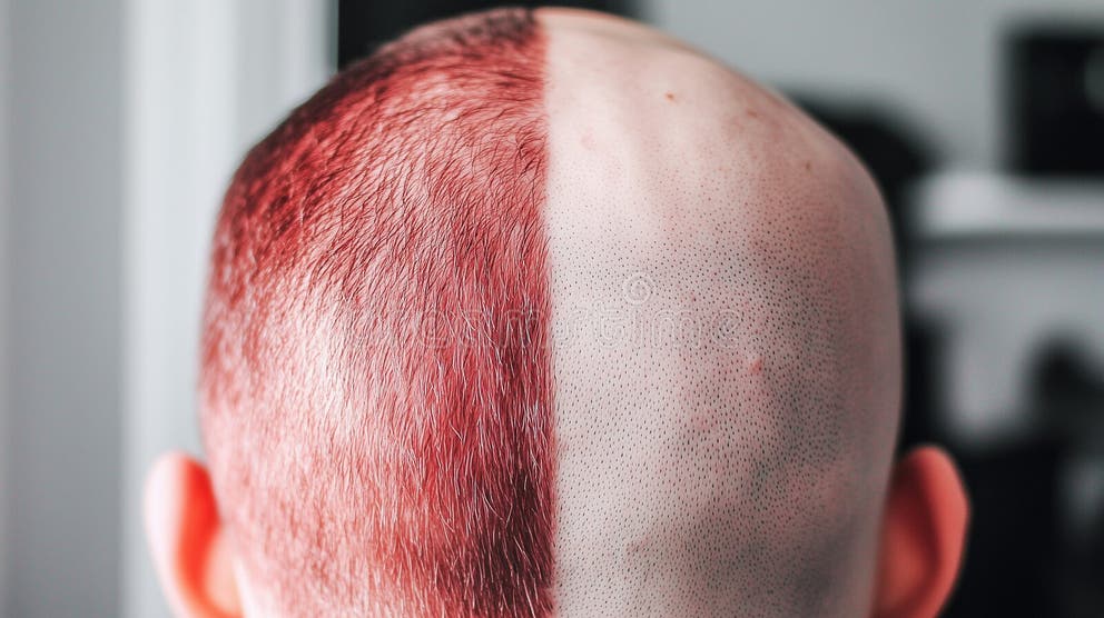 The Image Shows the Back of a Human Head Divided Vertically into Two ...