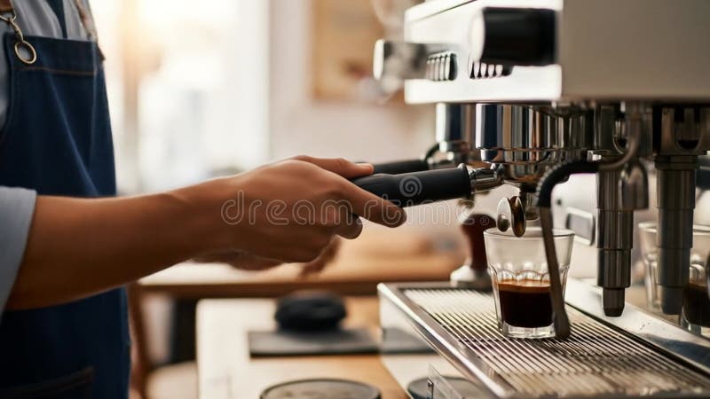 Barista Making Espresso stock video. Video of equipment - 383137609
