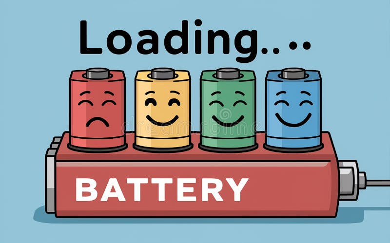 The Image Shows a Battery with Four Cartoon Faces on it. Generative Ai ...