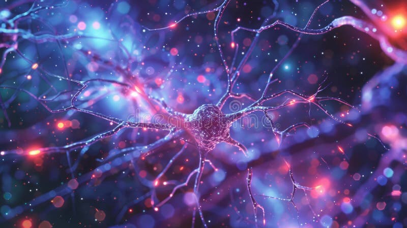 The Image Shows a Beautiful Neuron Stock Illustration - Illustration of ...