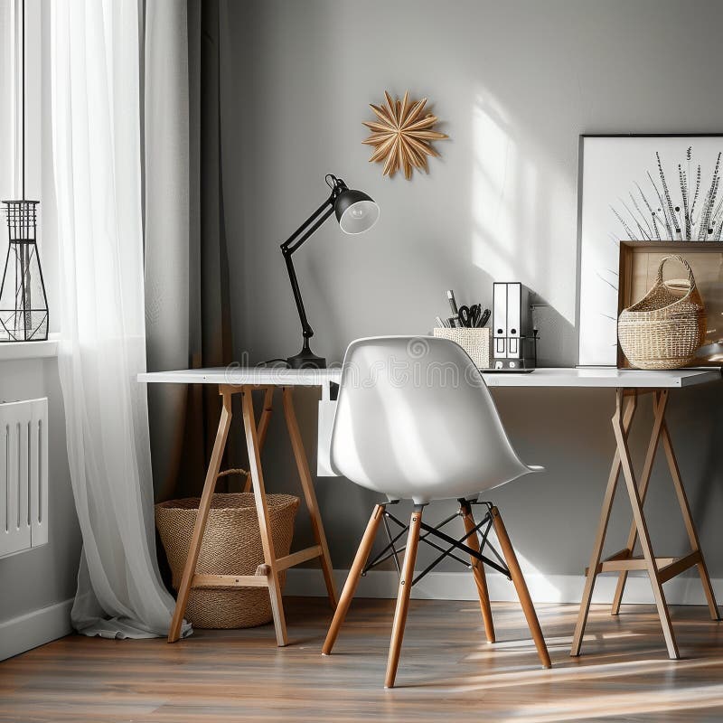 Modern Scandinavian Style Workspace with Elegant Minimalistic Design ...