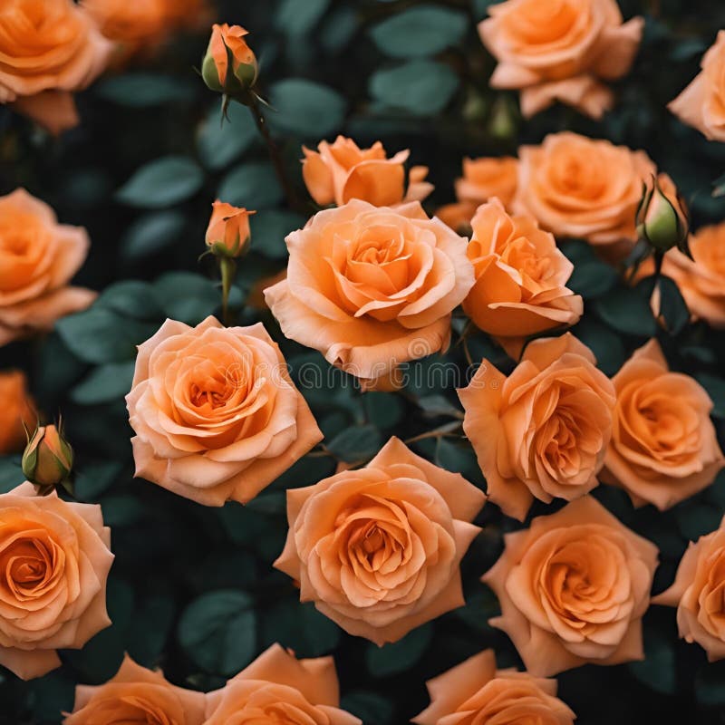 The Image Shows a Bed of Yellow Roses in the Field Stock Illustration ...