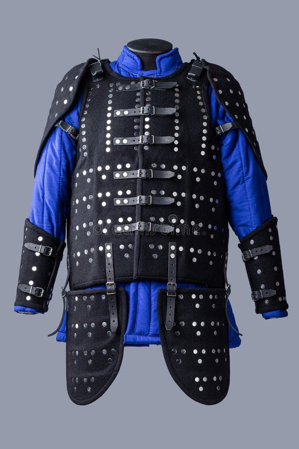 Black Brigandine Armor with Studs and Shoulder Protection. Stock Image ...