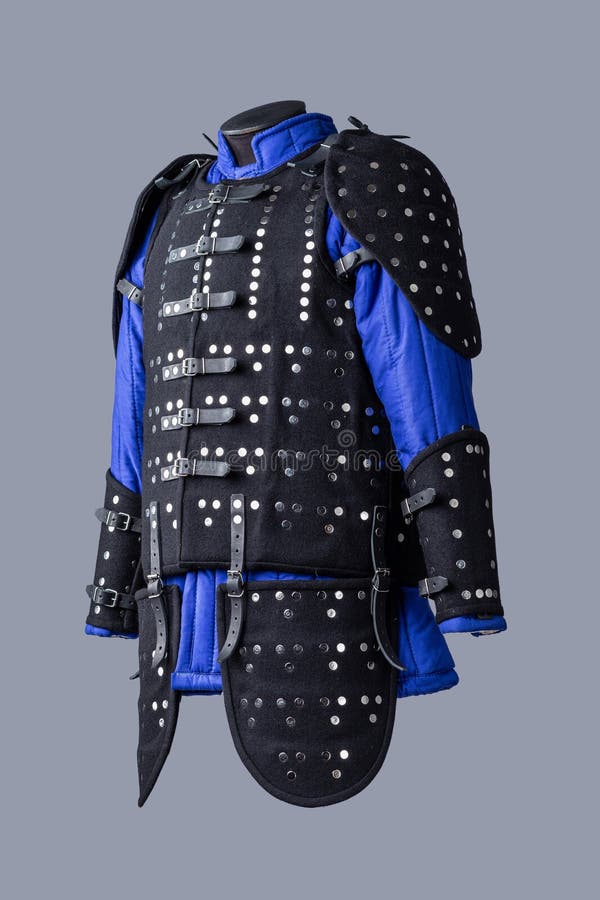 Black Brigandine Armor with Studs and Shoulder Protection. Stock Photo ...