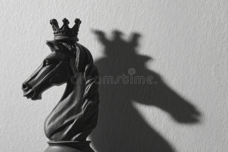 Chess Knight with Crown Casting Shadow on Wall Stock Illustration ...