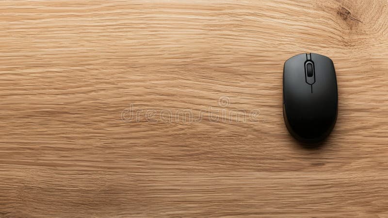 A Black Computer Mouse on a Wooden Surface. Stock Photo - Image of ...