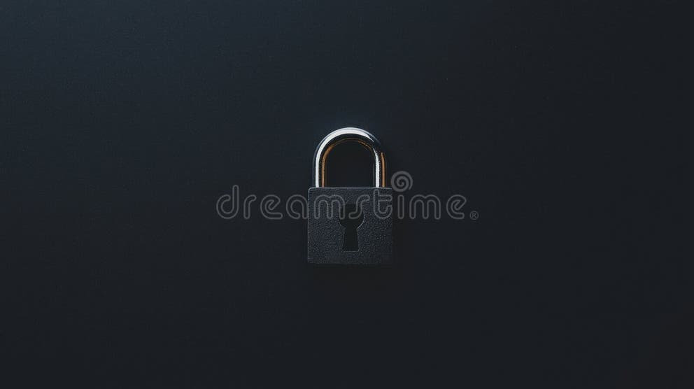 A Black Padlock with a Silver Keyhole on a Black Background. Stock ...