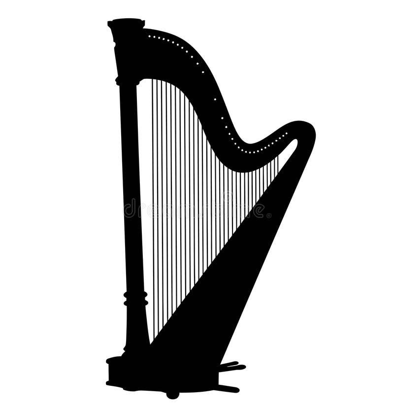 Harp silhouette stock vector. Illustration of monochrome - 381490918