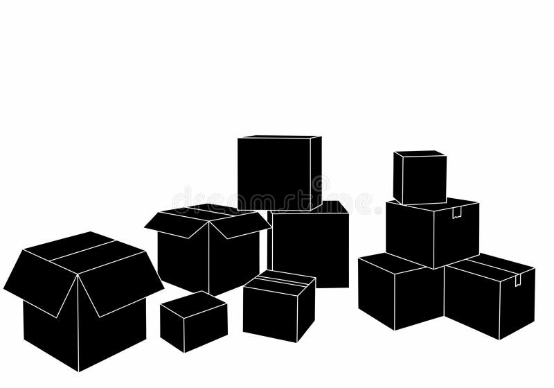 Boxes silhouette stock vector. Illustration of shipping - 380563812