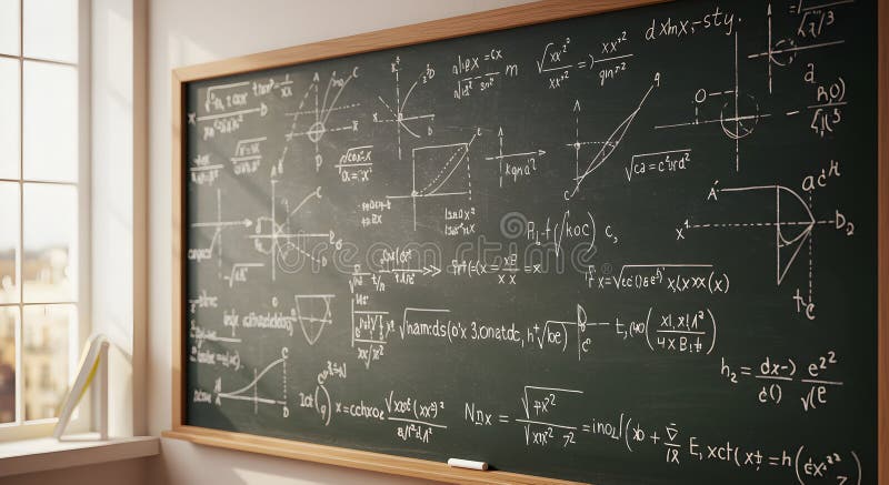 A Blackboard Full of Math stock illustration. Illustration of graphs ...