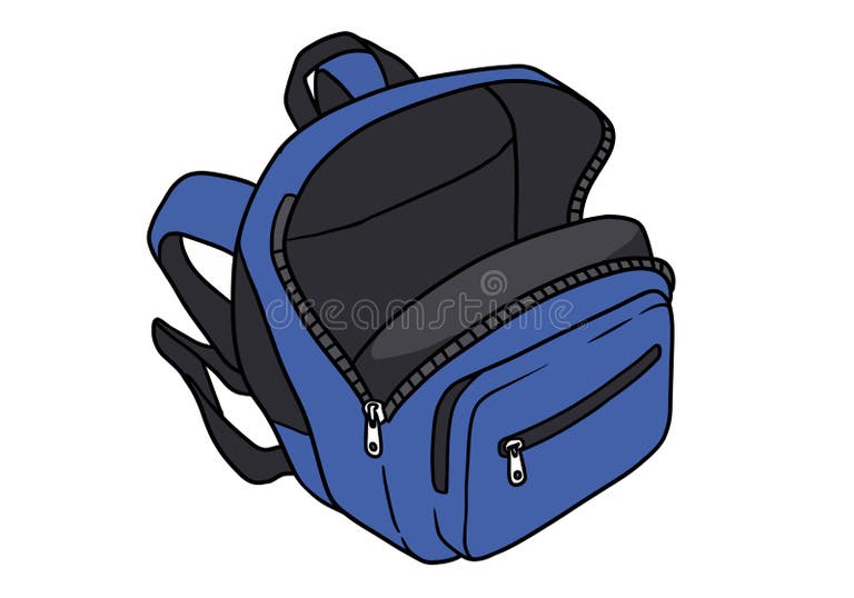 Open backpack clipart stock vector. Illustration of item - 373060807