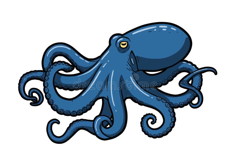 Blue octopus clipart stock vector. Illustration of nature - 372514343